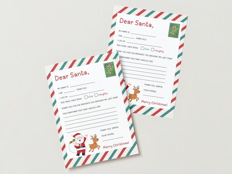 Dear Santa Letter Fun Activity for Kids Instant Download - Etsy
