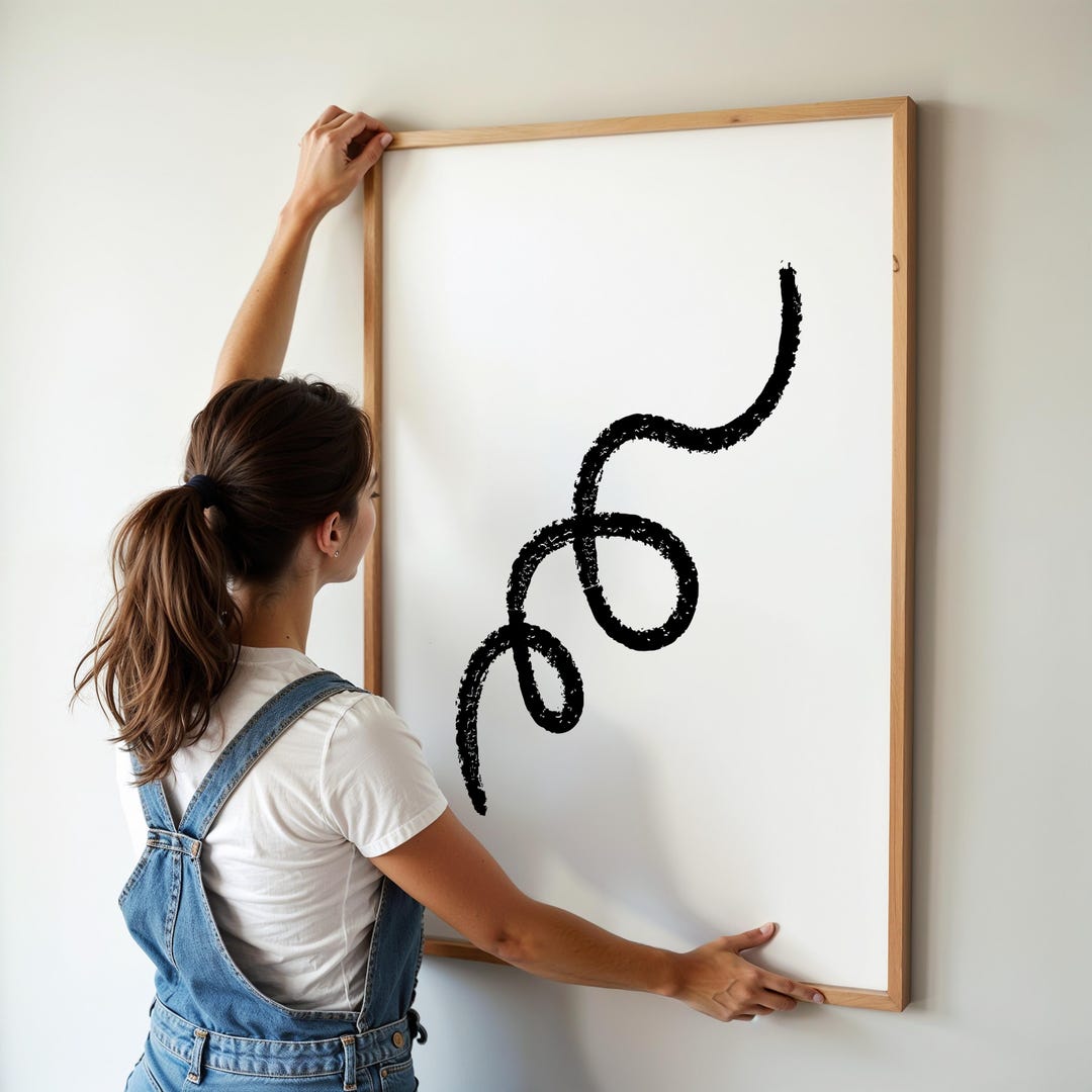 Loopy Line Drawing Art Print | Minimalist Wall Art Printable | Squiggle ...