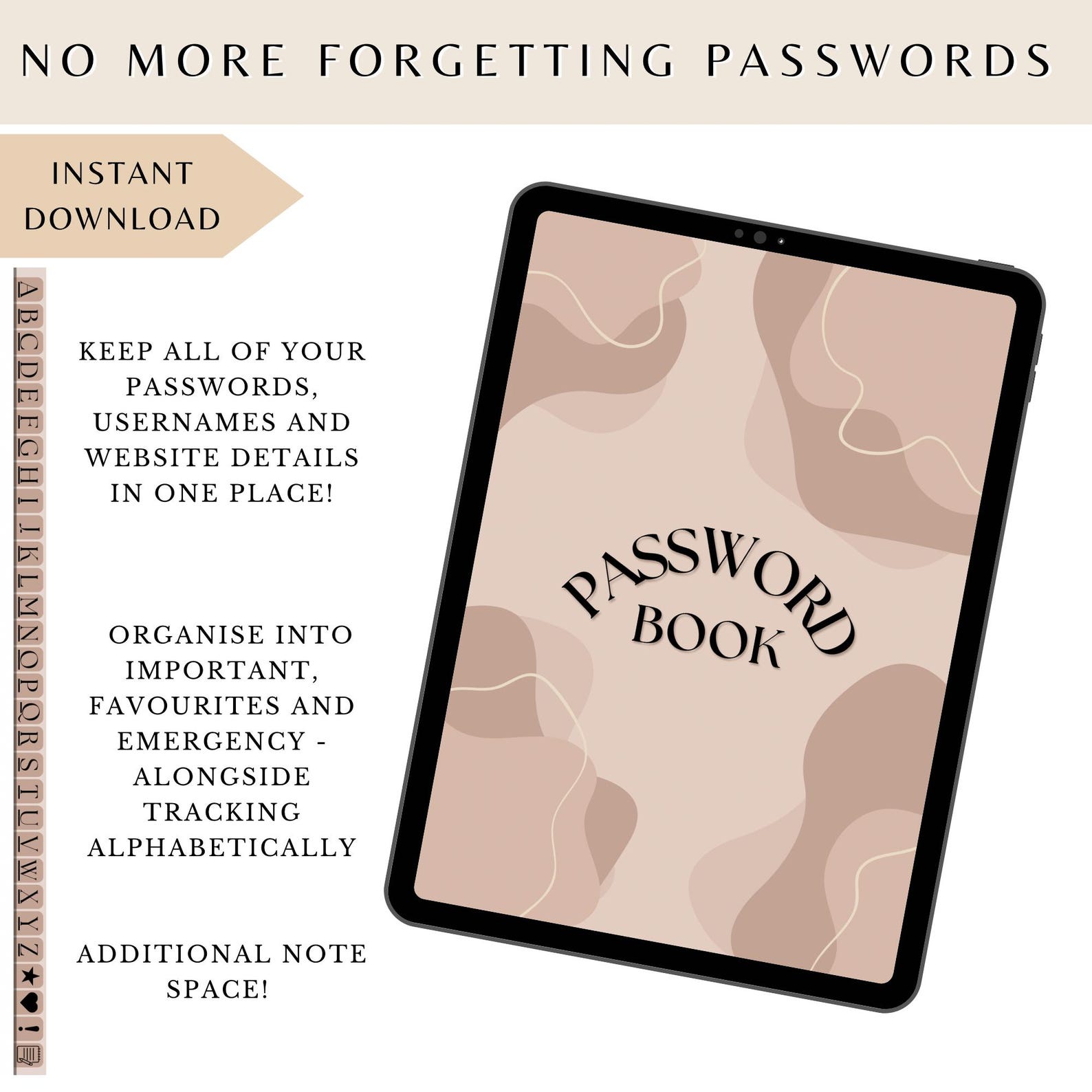 Digital Planner | Digital Password Tracker | Alphabetical Organiser ...