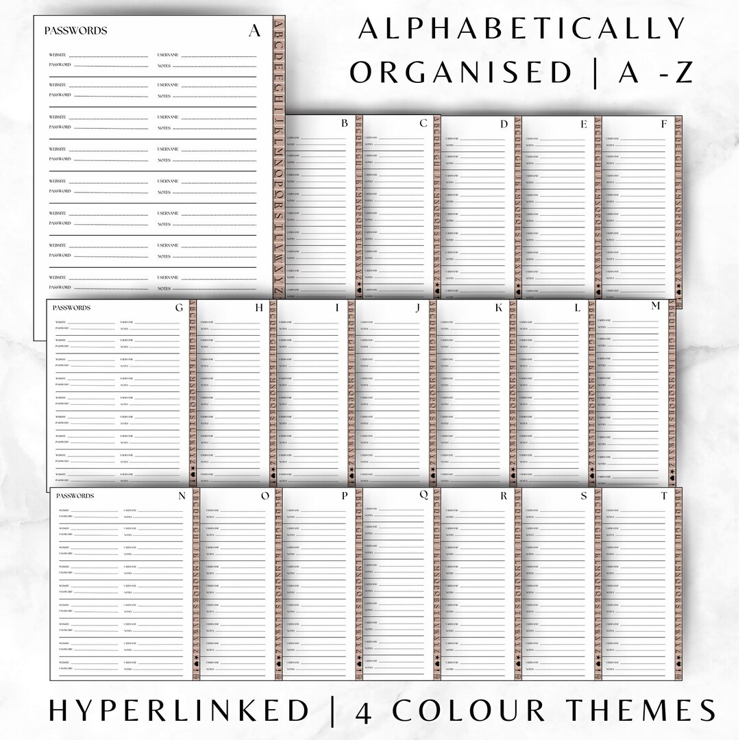 Digital Planner | Digital Password Tracker | Alphabetical Organiser ...