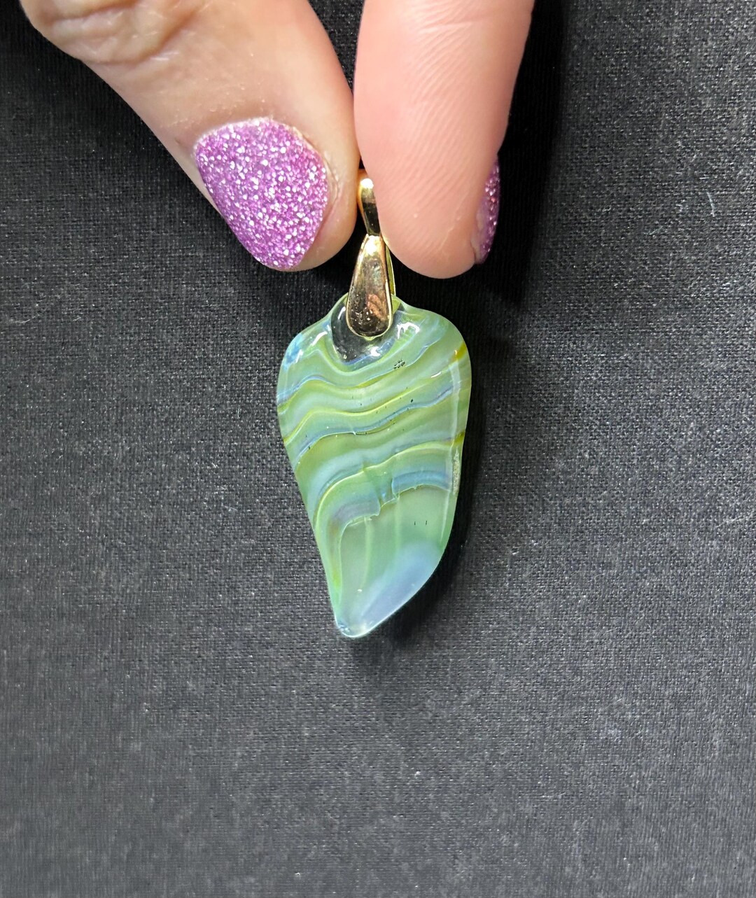 Agatized Sharp Tooth Handblown Glass Pendant Unique Artisan Jewelry - Etsy