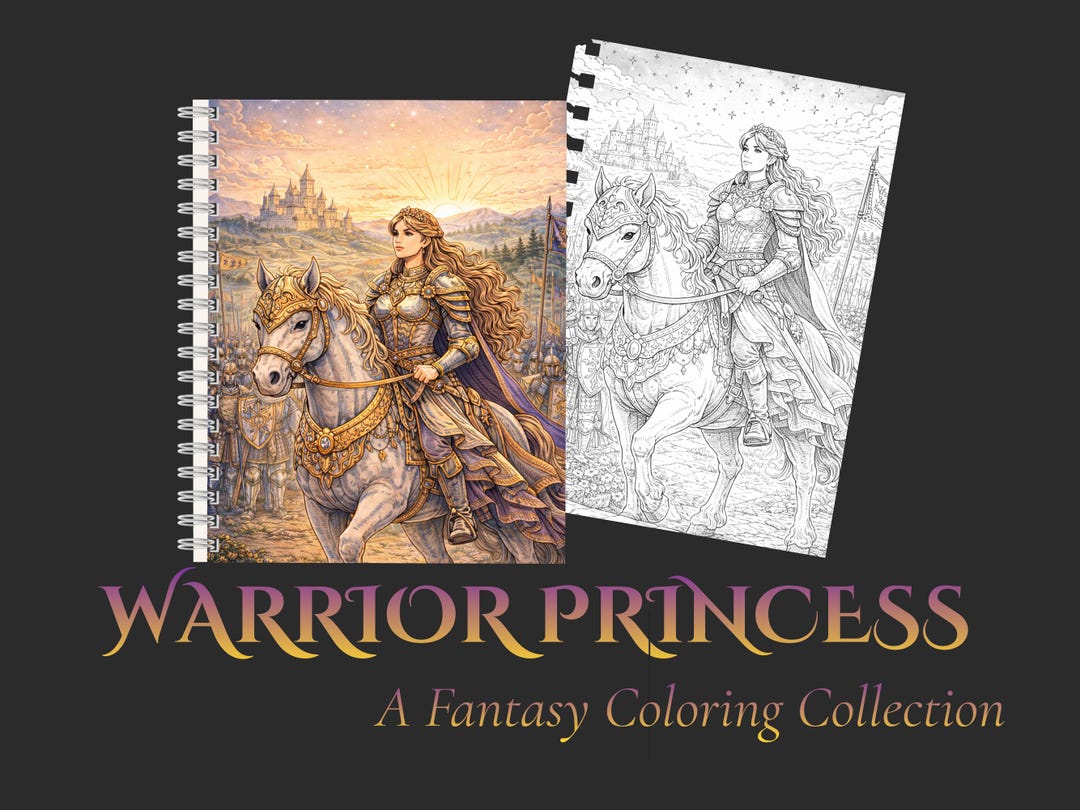 Warrior Princess Coloring Book | Fantasy Art Printable (PDF) - Etsy