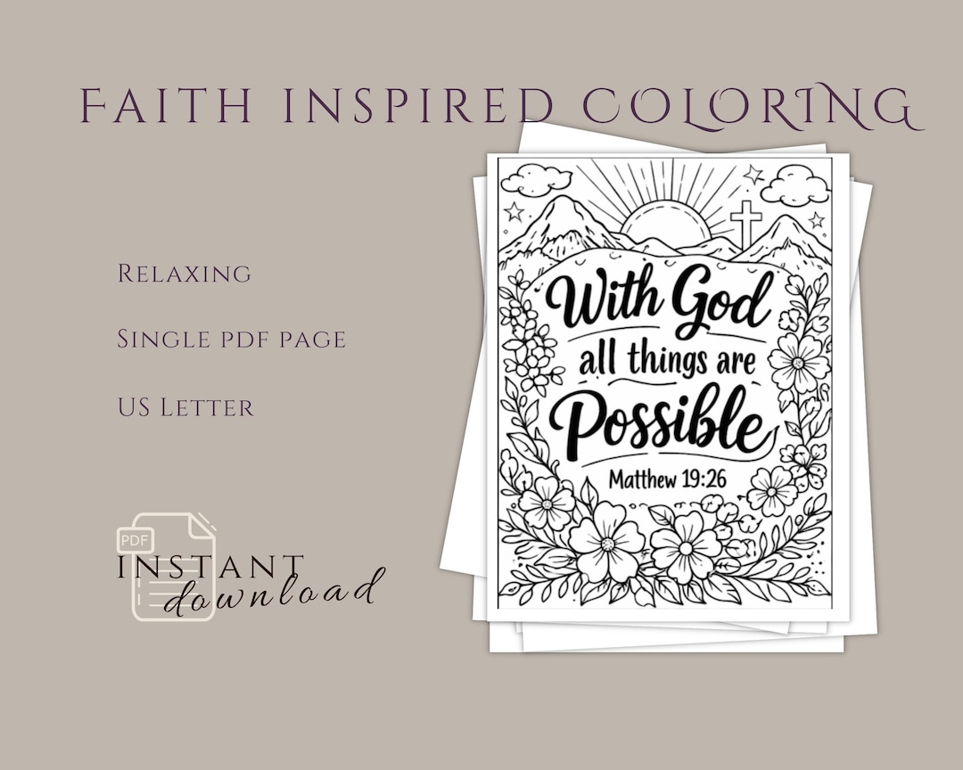 Christian Coloring Page Printable | Faith Based Adult Coloring Sheet ...
