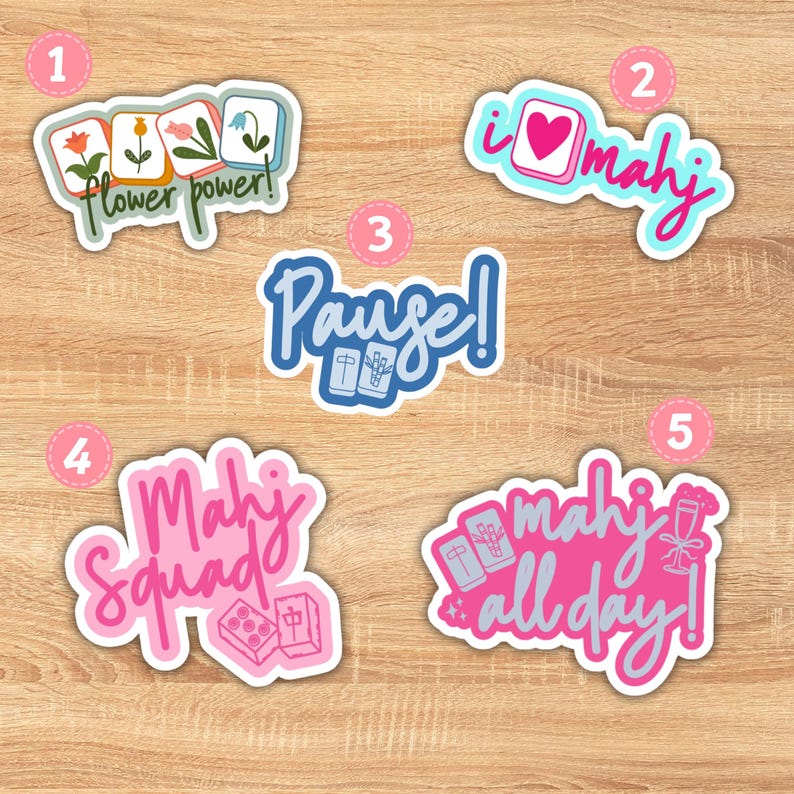 Mahjong Sticker Pack | Mahjong Gift for Women | Cute Mahjong Stickers ...