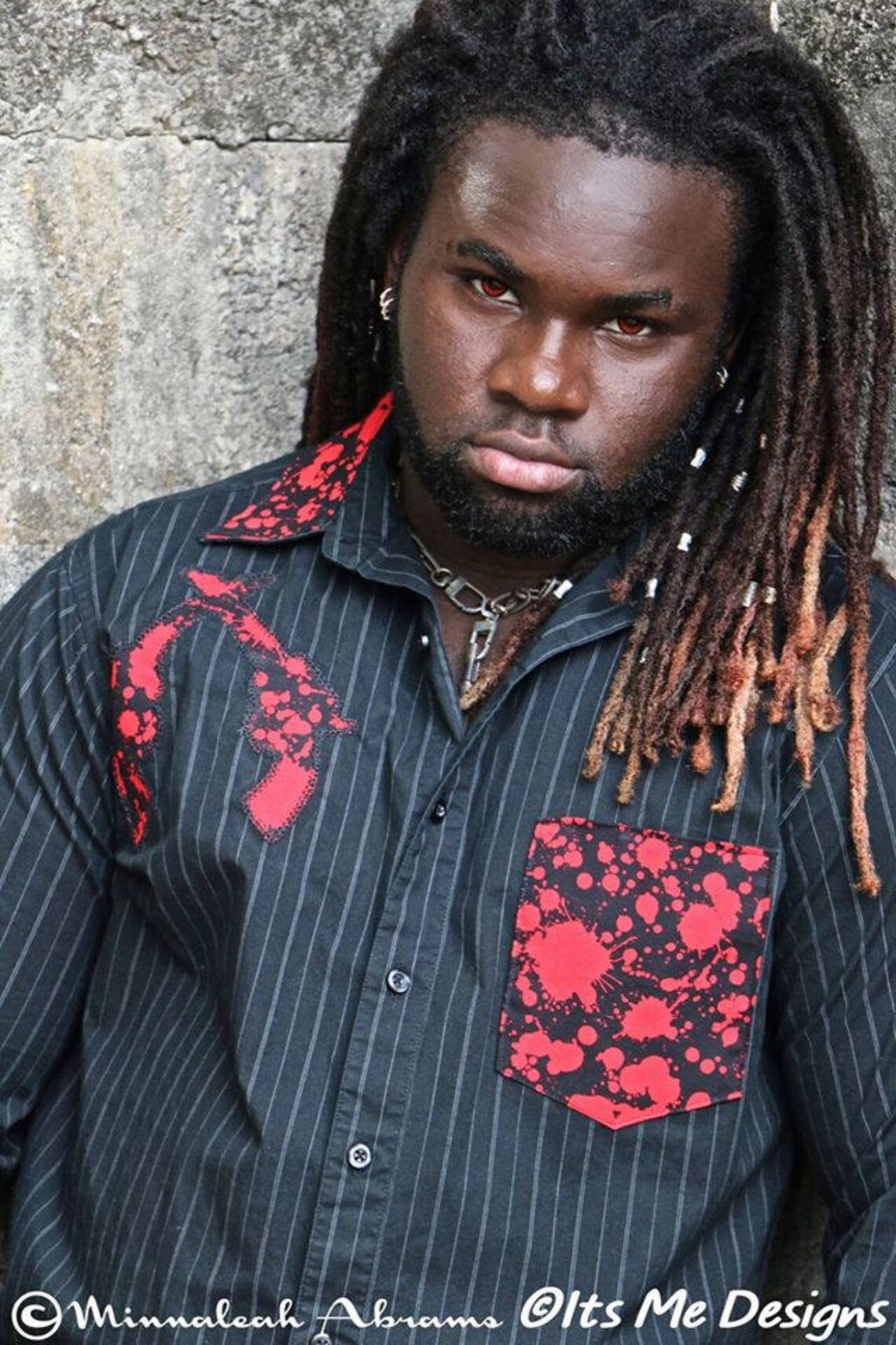 Bloodsplatter Shirt Guns Large Mens Pinstripe Stage Wear Rocker Biker ...