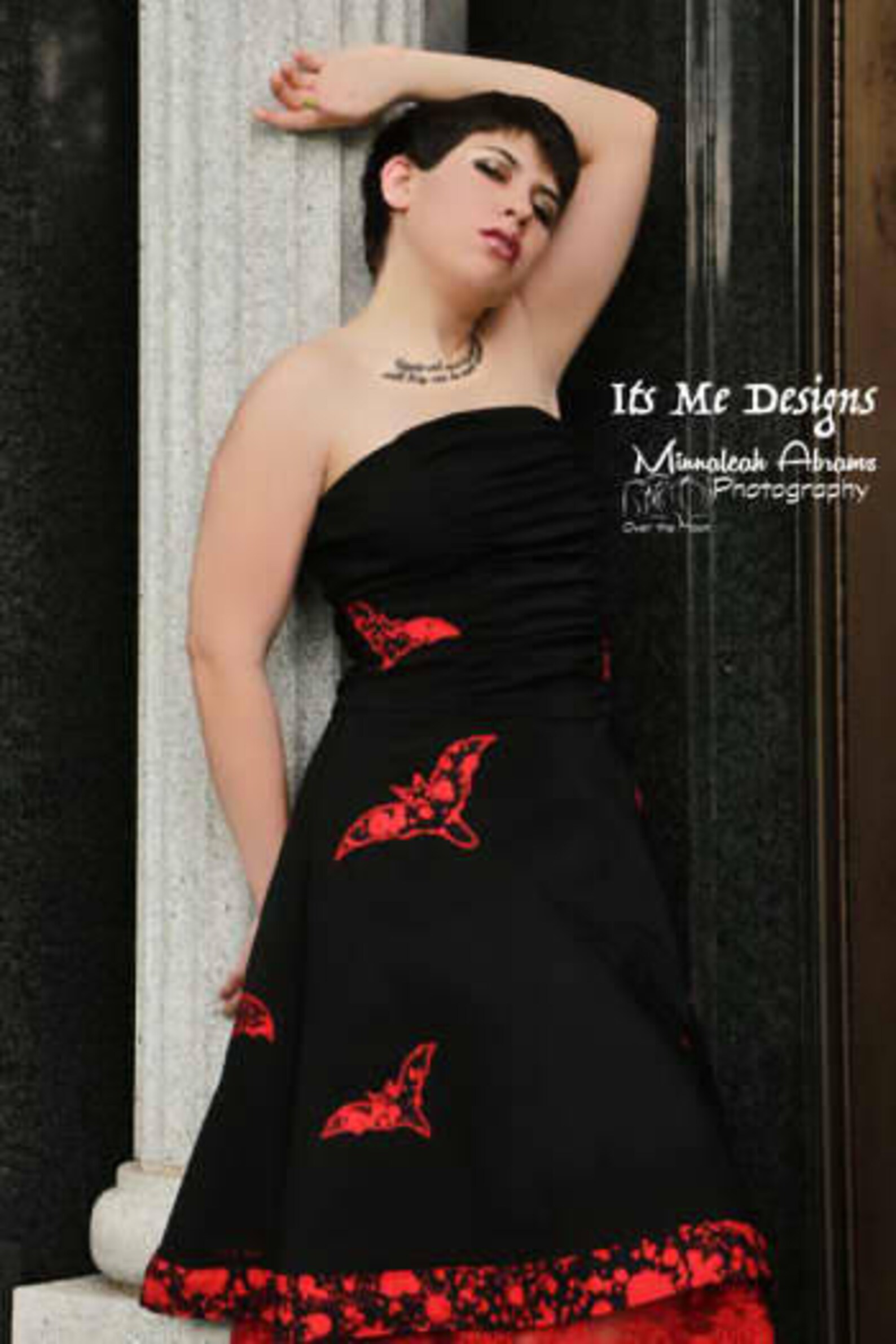 Blood Splatter Red Bat Party Dress Size 7 Strapless Goth Prom Goth ...