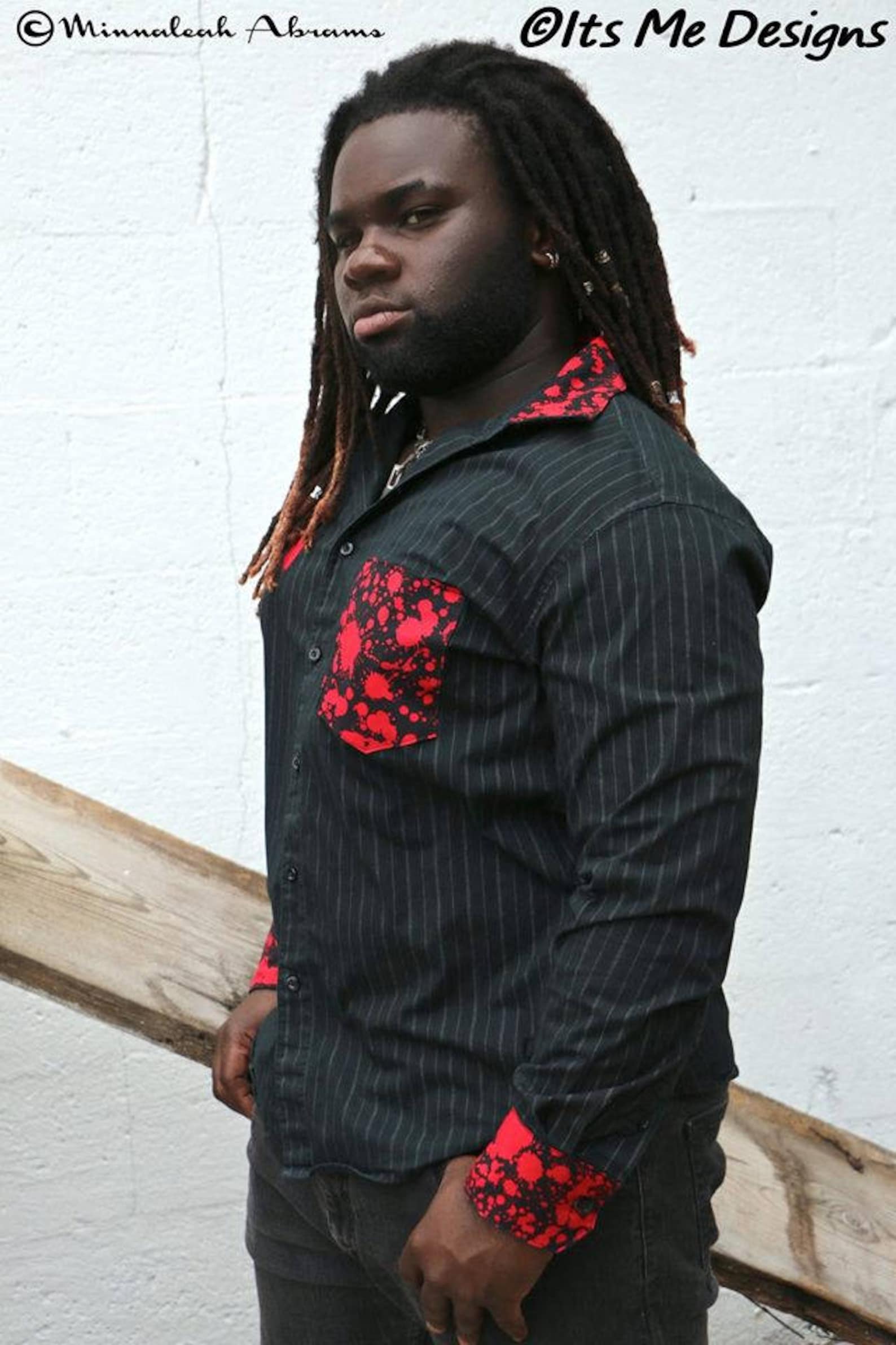 Bloodsplatter Shirt Guns Large Mens Pinstripe Stage Wear Rocker Biker ...