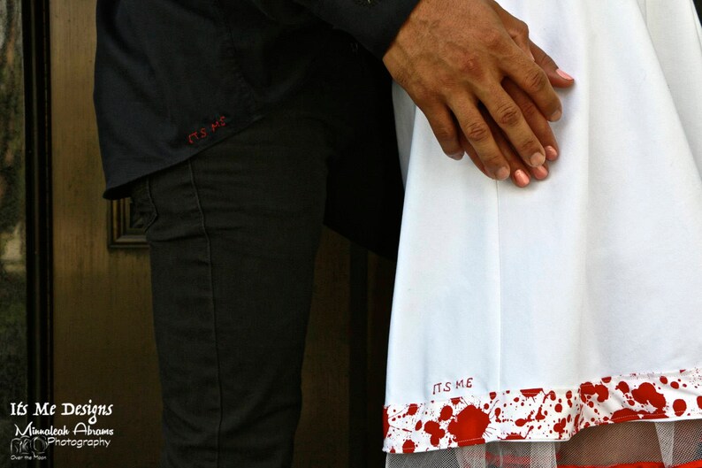 Bleeding Roses Blood Splatter Dress White Goth Prom Wedding Stage Wear ...