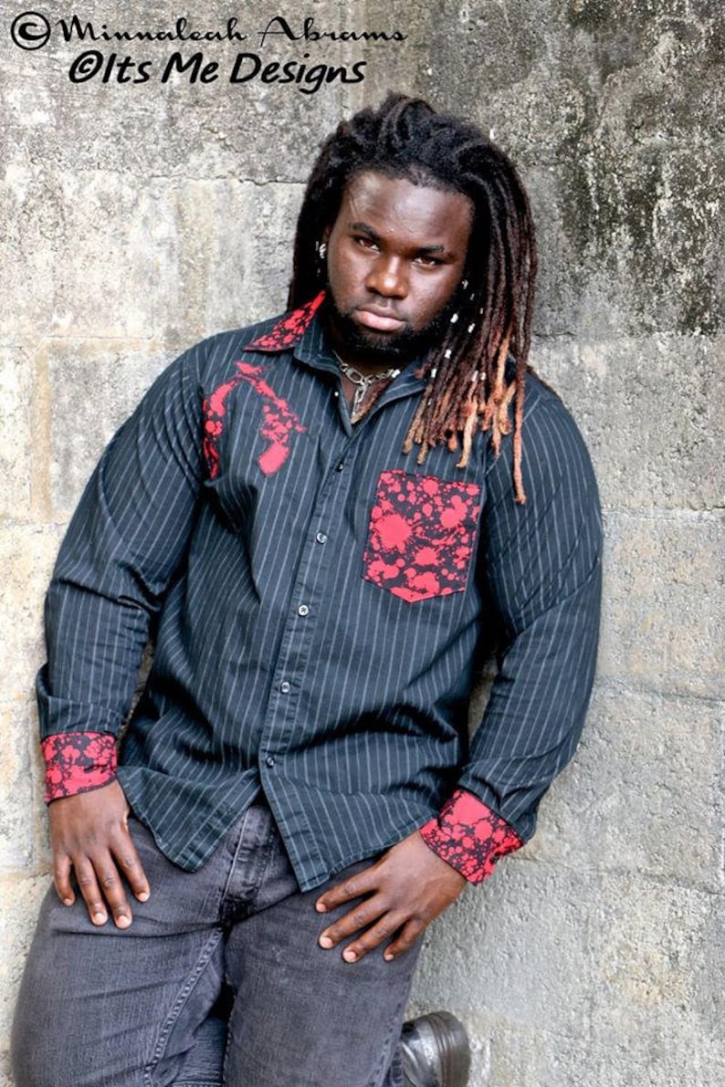 Bloodsplatter Shirt Guns Large Mens Pinstripe Stage Wear Rocker Biker ...