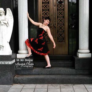 Blood Splatter Red Bat Party Dress Size 7 Strapless Goth Prom Goth ...