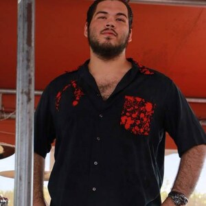 Blood Splatter Shirt Pistols Gun Short Sleeve Mens Button Down - Etsy