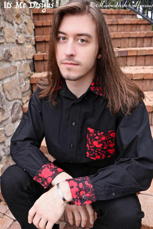 Blood Splatter Shirt Dracula Xlarge Button Down Black Cosplay Stage ...