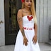 Bleeding Roses Blood Splatter Dress White Goth Prom Wedding Stage Wear ...