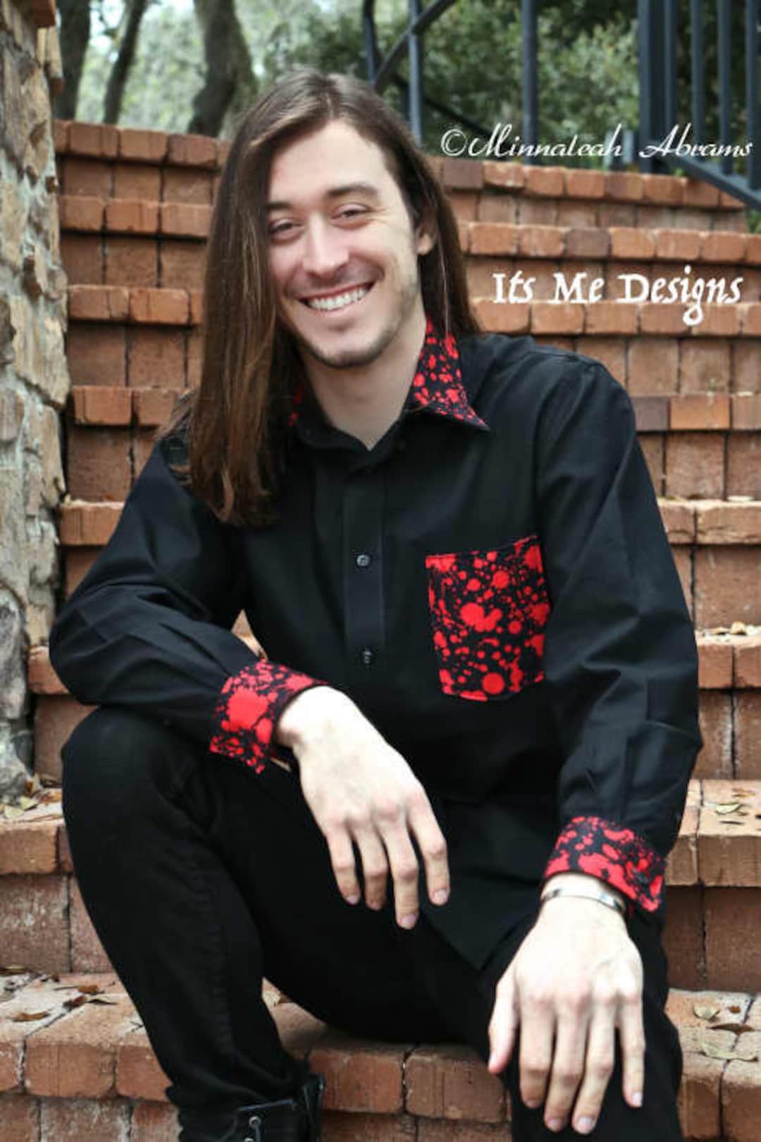Blood Splatter Shirt Dracula Xlarge Button Down Black Cosplay Stage ...