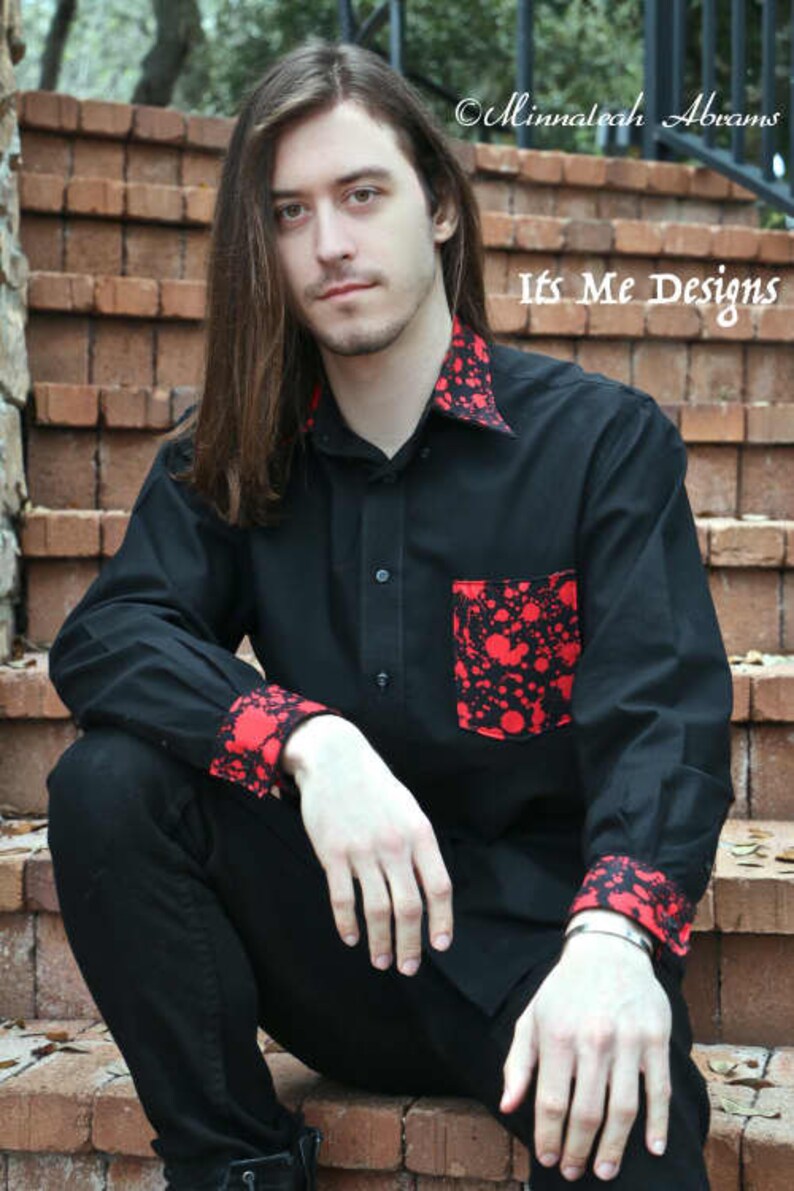 Blood Splatter Shirt Dracula Xlarge Button Down Black Cosplay Stage ...