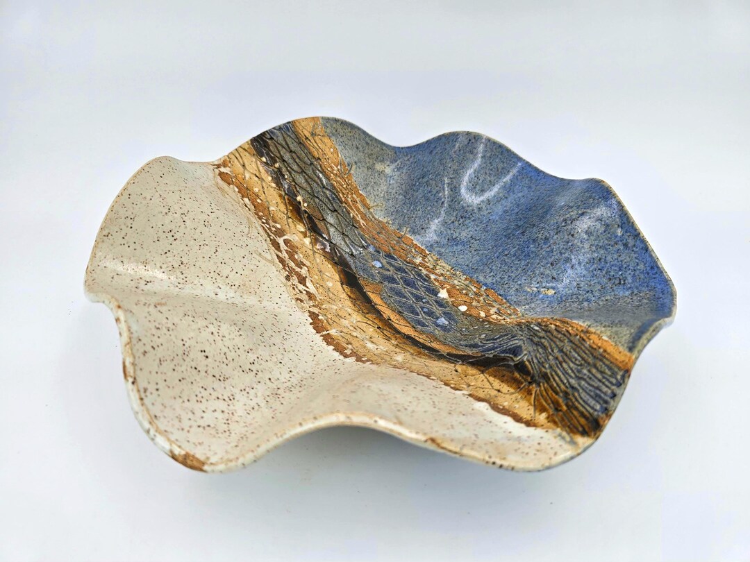 Pottery Ruffle Bowl by Judy Rossman – Abstract Snakeskin Pattern ...