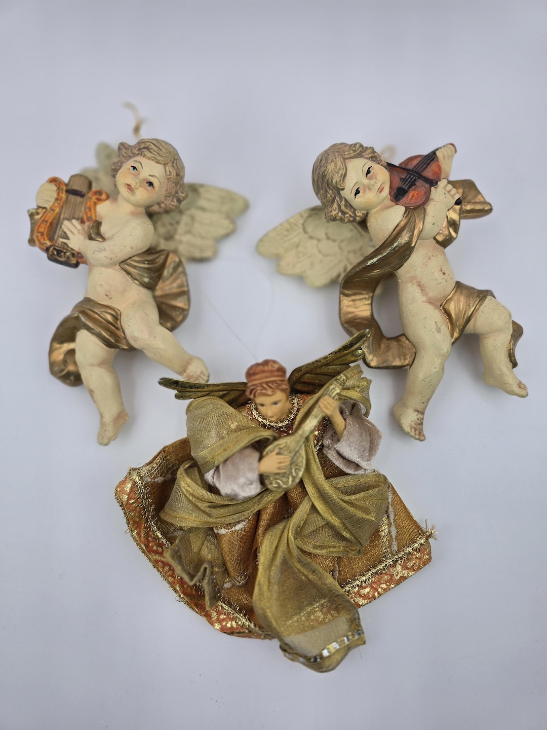 Large Musical Angels Christmas Tree Ornaments, Set of 3 for Holiday ...