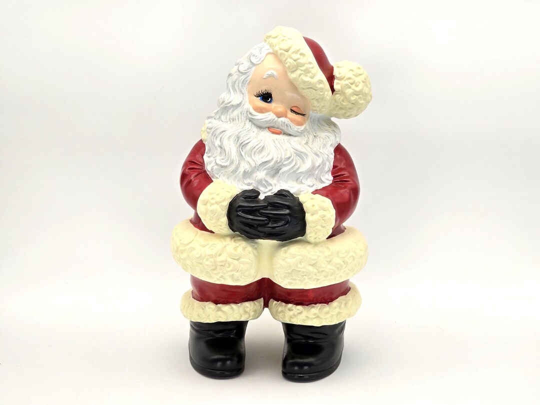 Winking Santa Ceramic Figurine Christmas Décor | 1974 Hobbyist Hand ...