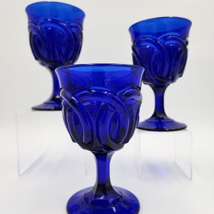 Cobalt Blue Double Ring Goblets, by Wright L.G., 1968 1975 - Etsy