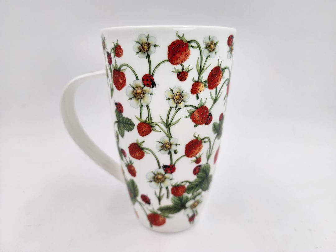 Strawberries, Lady Bugs & Flowers Mugs, Set of 2, by Jane Fern for ...