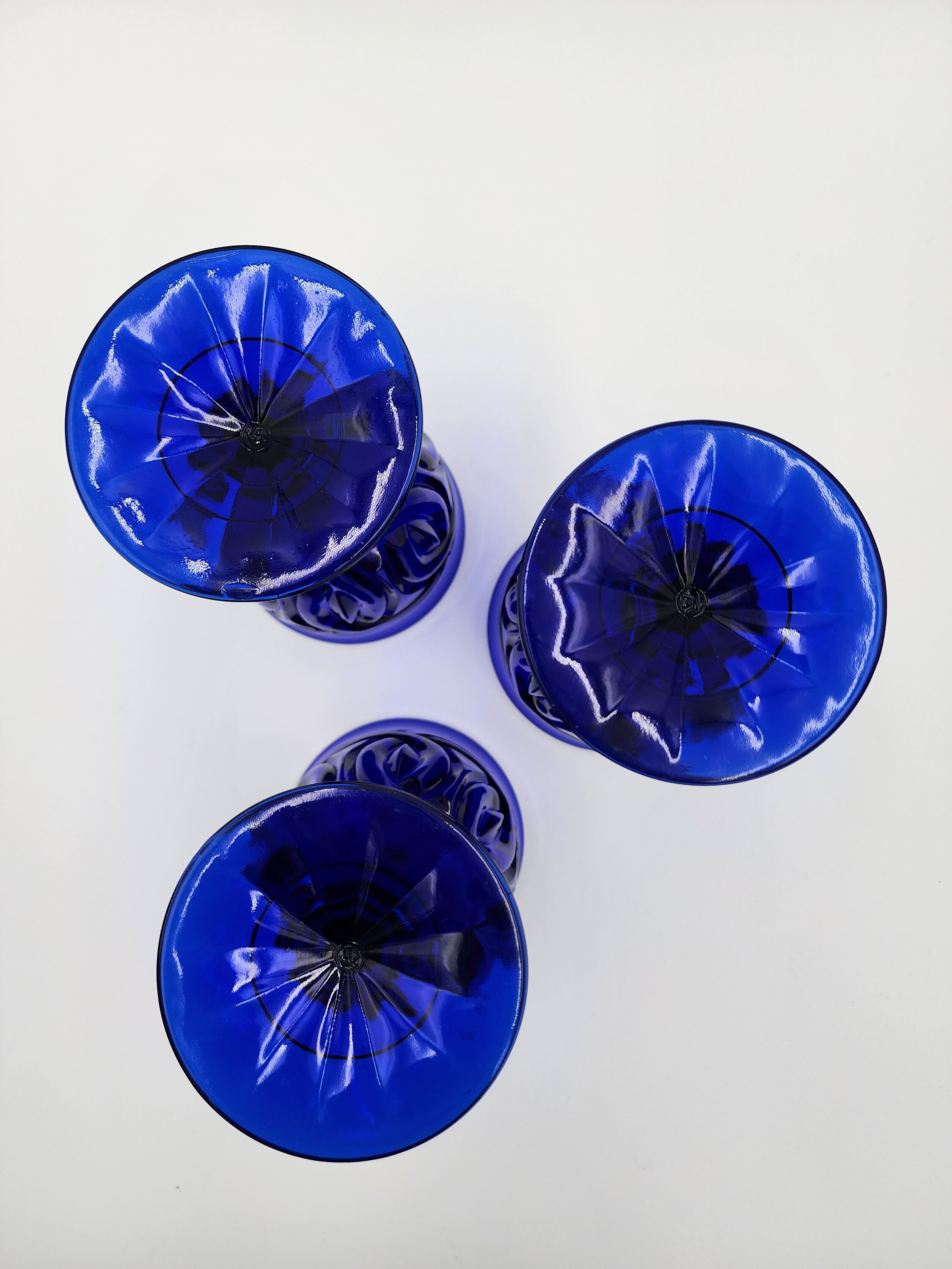 Cobalt Blue Double Ring Goblets, by Wright L.G., 1968 1975 - Etsy