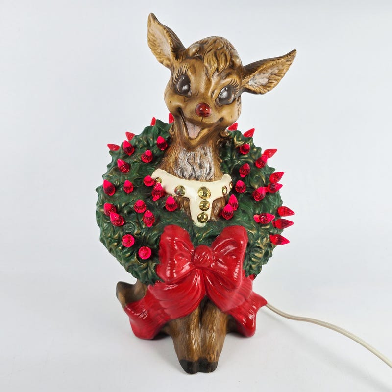 Ceramic Santa With Lights - Etsy