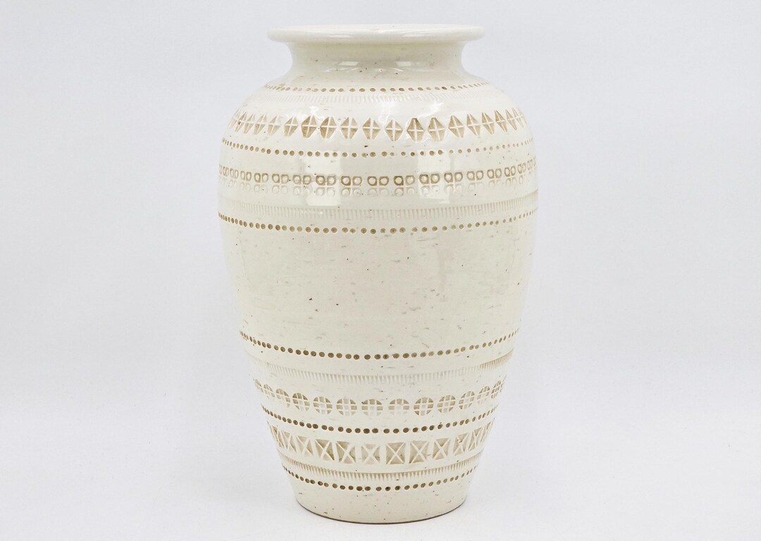Creamy White Large Vintage Bitossi Aldo Londi Earthenware Vase for Pier ...