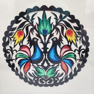 Polish Wycinanki Folk Art Paper Cut Out Birds With Leaves and Flowers ...
