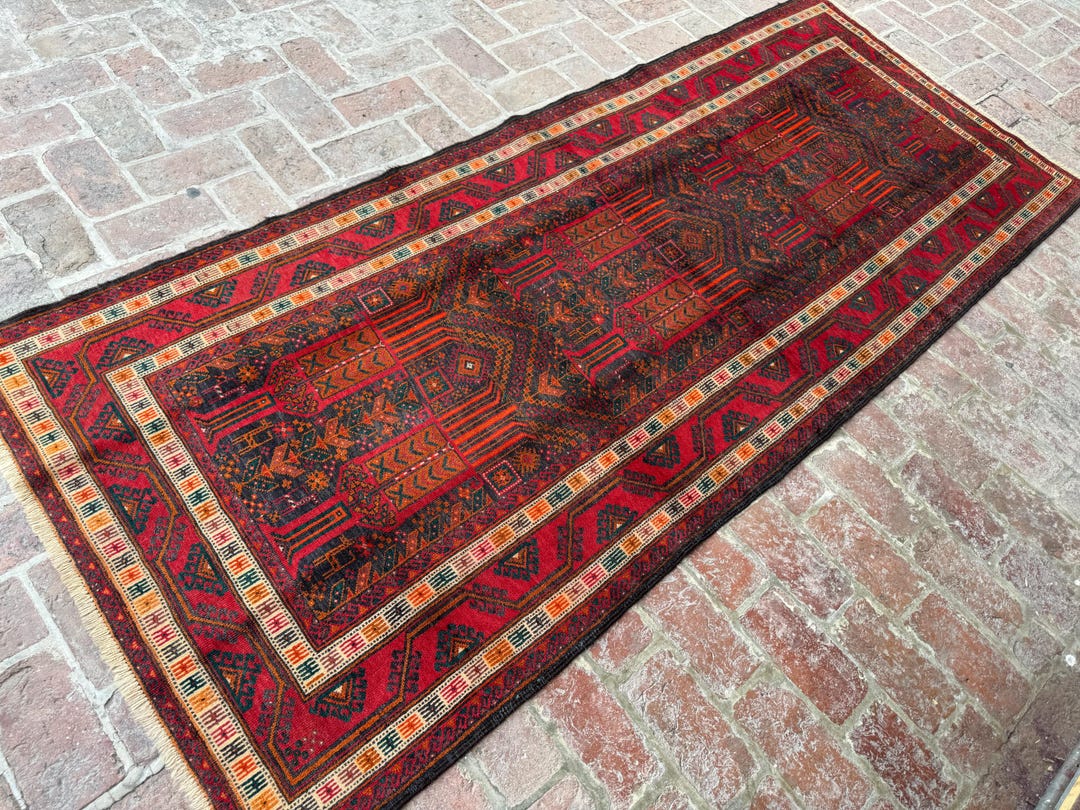 3x9 Vintage Afghan Wool Runner – Hand-knotted Tribal Corridor Rug in ...