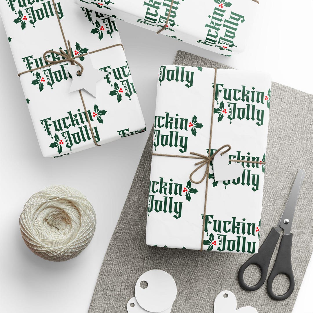 Fckin' Jolly' Gift Wrap, Funny Holiday Wrapping Paper, Christmas ...