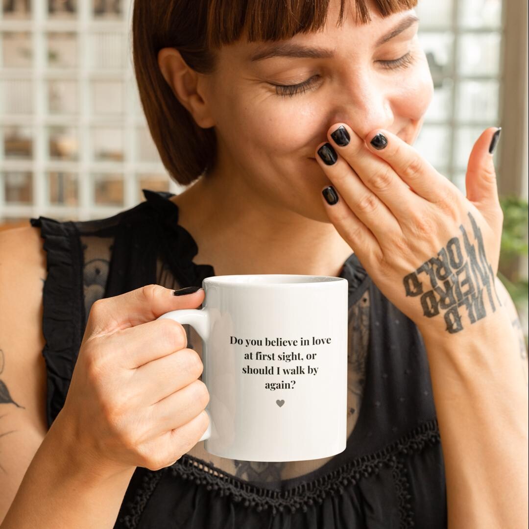 Funny Couple Mug, Love at First Sight Joke, Cute and Romantic Gift for ...