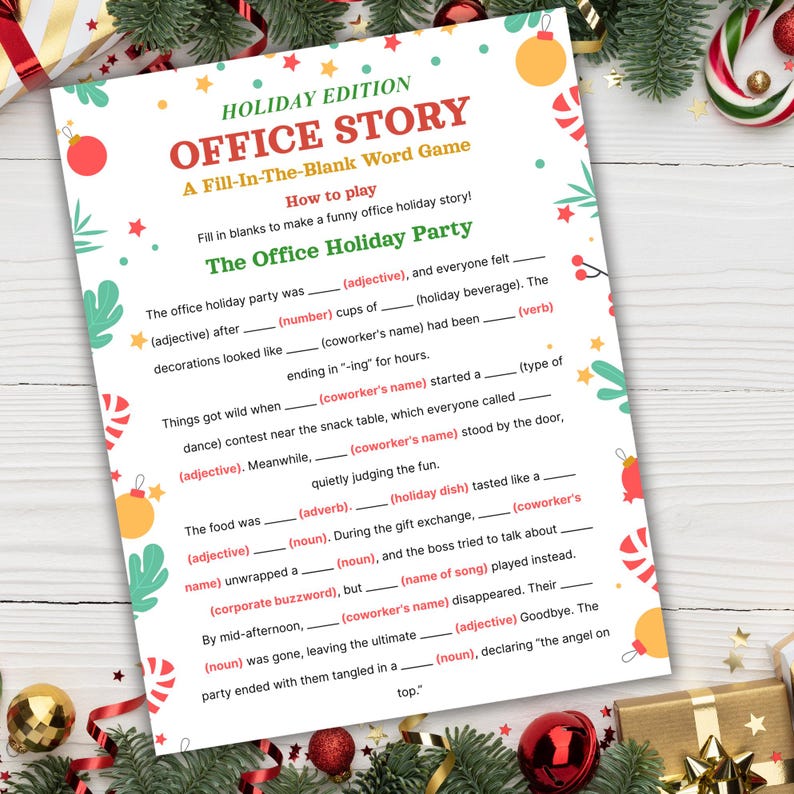 Office Christmas Party Game Printable, 02 Christmas Games for Work ...