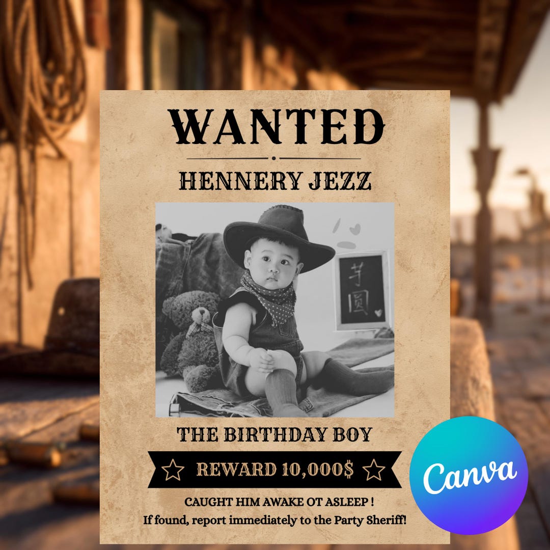 Custom Editable Wanted Poster Template, Editable Wanted Poster Welcome ...