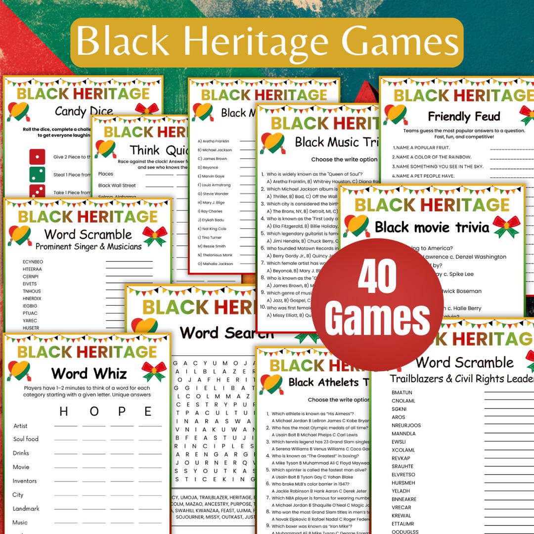 Black History Game Bundle, Black Heritage Month Games Printable, Black ...