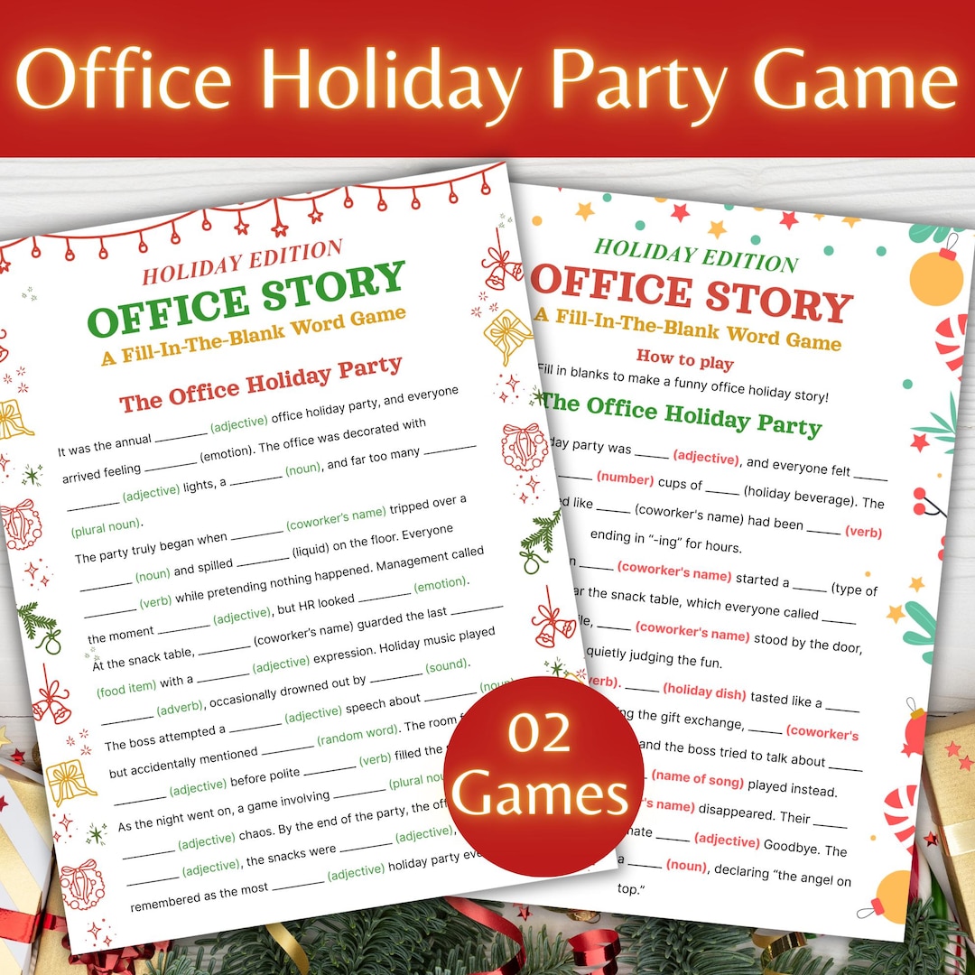 Office Christmas Party Game Printable, 02 Christmas Games for Work ...