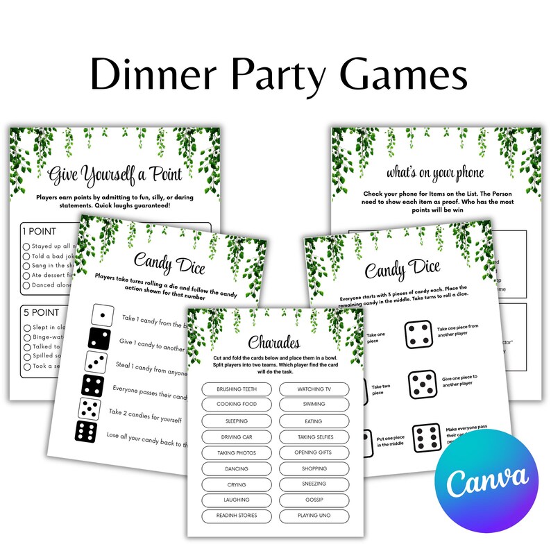 Dinner Party Games Bundle Printable, Dinner Table Icebreaker Games ...