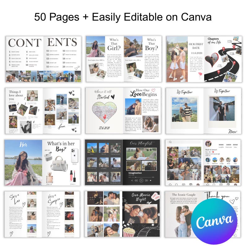 Couples Magazine Canva Template, Editable Couple Magazine, Anniversary ...
