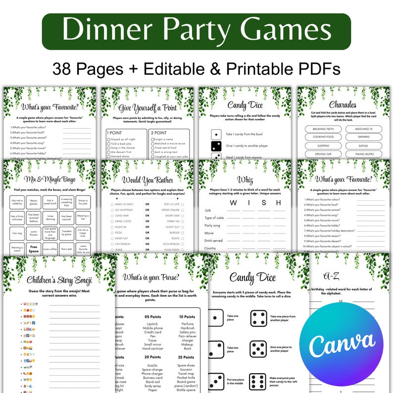 Dinner Party Games Bundle Printable, Dinner Table Icebreaker Games ...