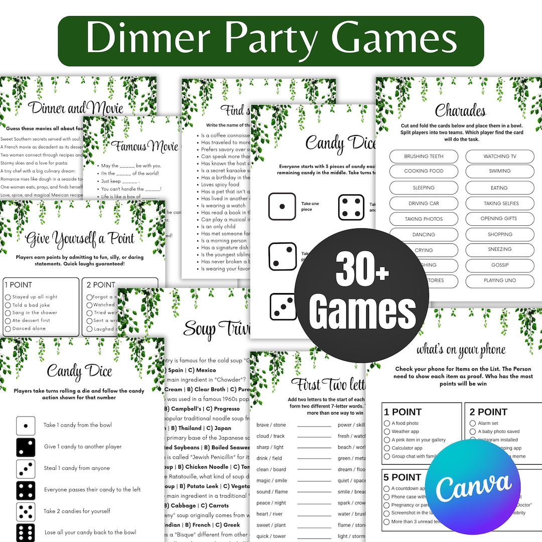 Dinner Party Games Bundle Printable, Dinner Table Icebreaker Games ...