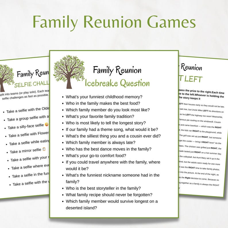 50 Family Reunion Game Bundle, Reunion Activities, Icebreakers & Trivia ...