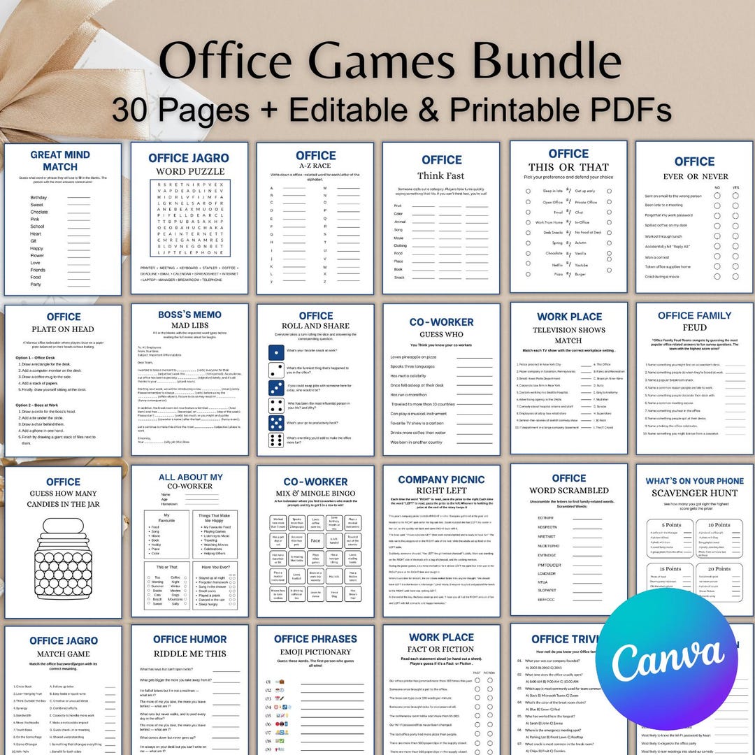 Office Party Games Bundle, Office Fun Activities, Games for Office ...