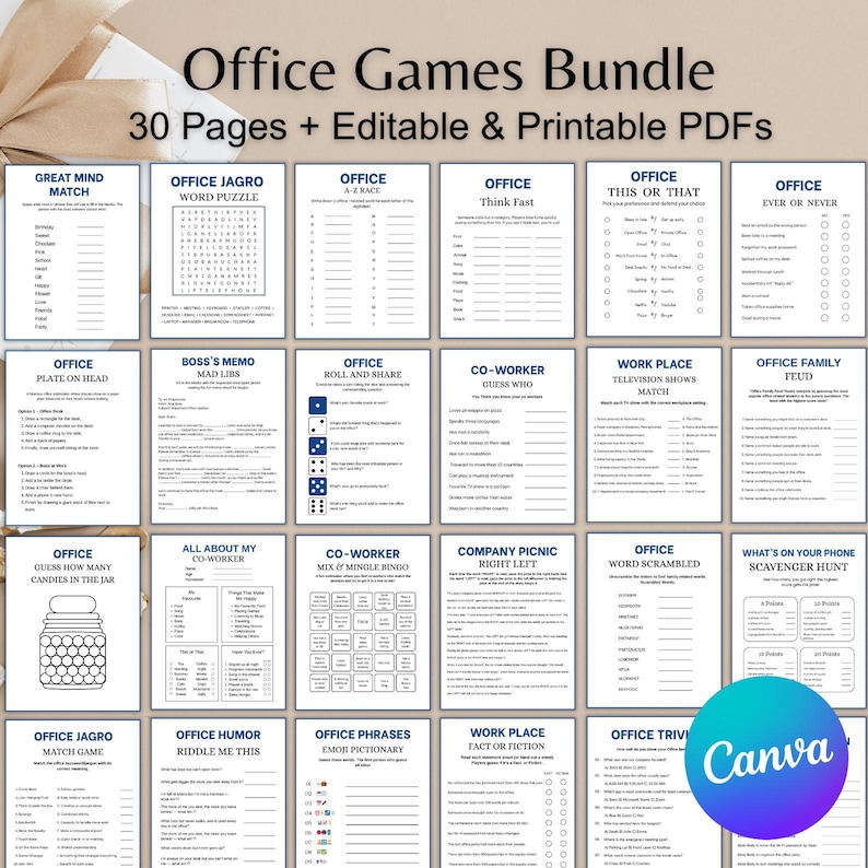 Office Party Games Bundle, Office Fun Activities, Games for Office ...