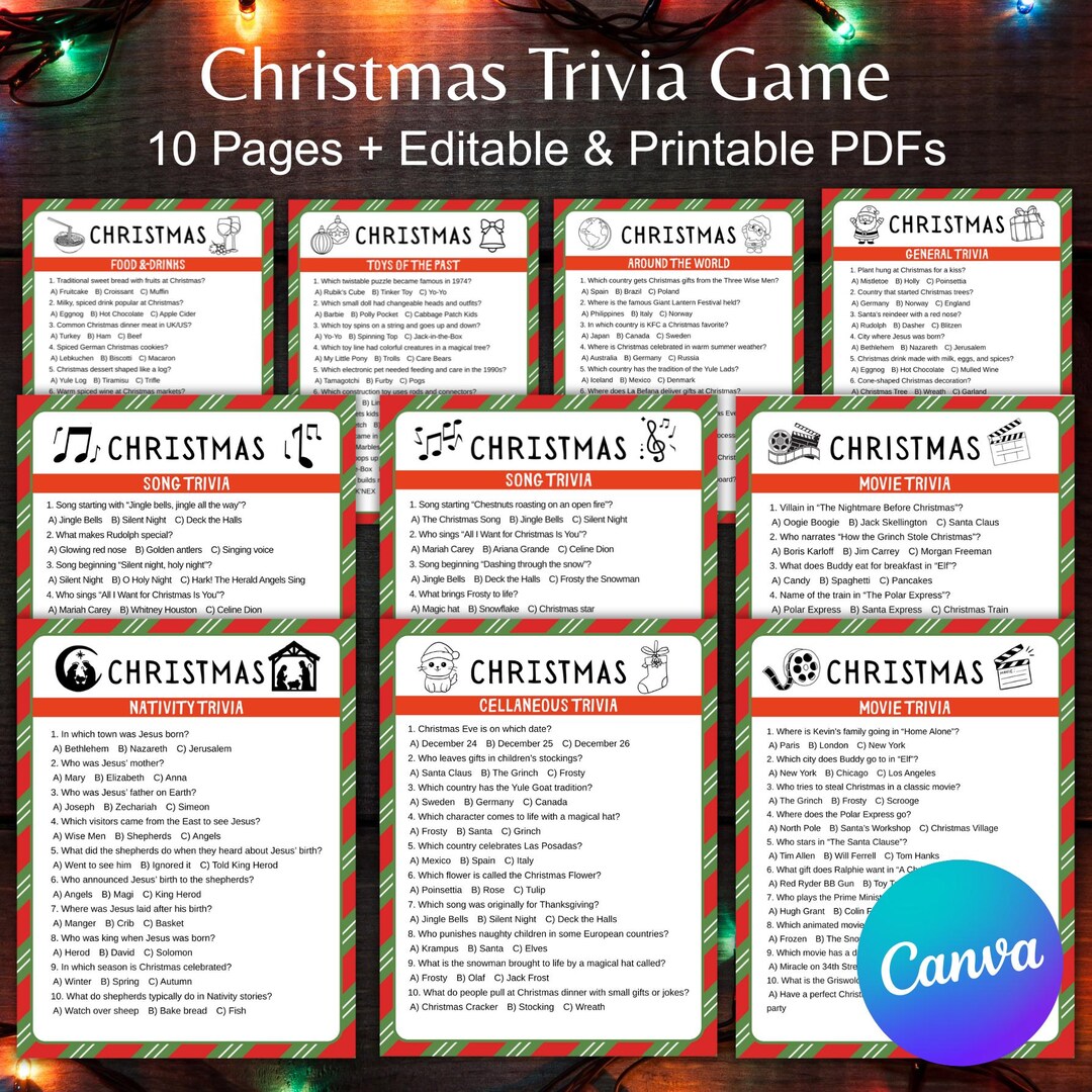 Christmas Trivia Game Bundle, Christmas Movie Song Quiz, Christmas ...