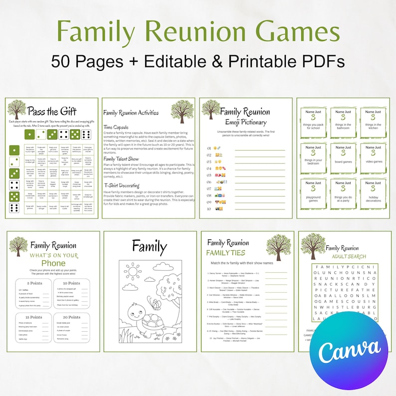 50 Family Reunion Game Bundle, Reunion Activities, Icebreakers & Trivia ...