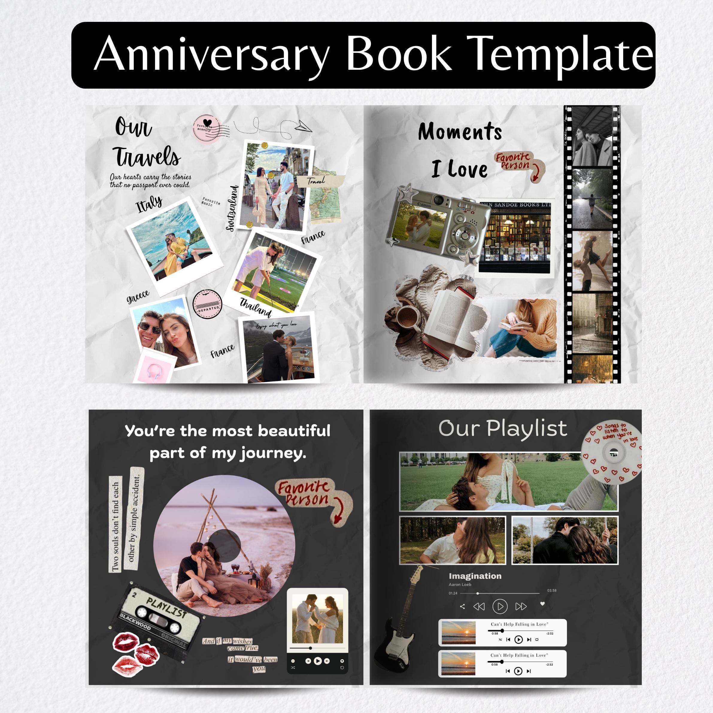 35 Anniversary Book Template, Canva Editable Memory Book Template ...