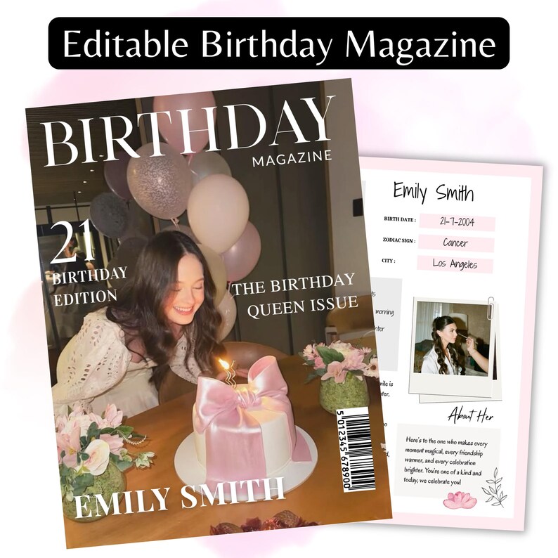 Birthday Magazine Template, Canva Editable Best Friend Birthday ...