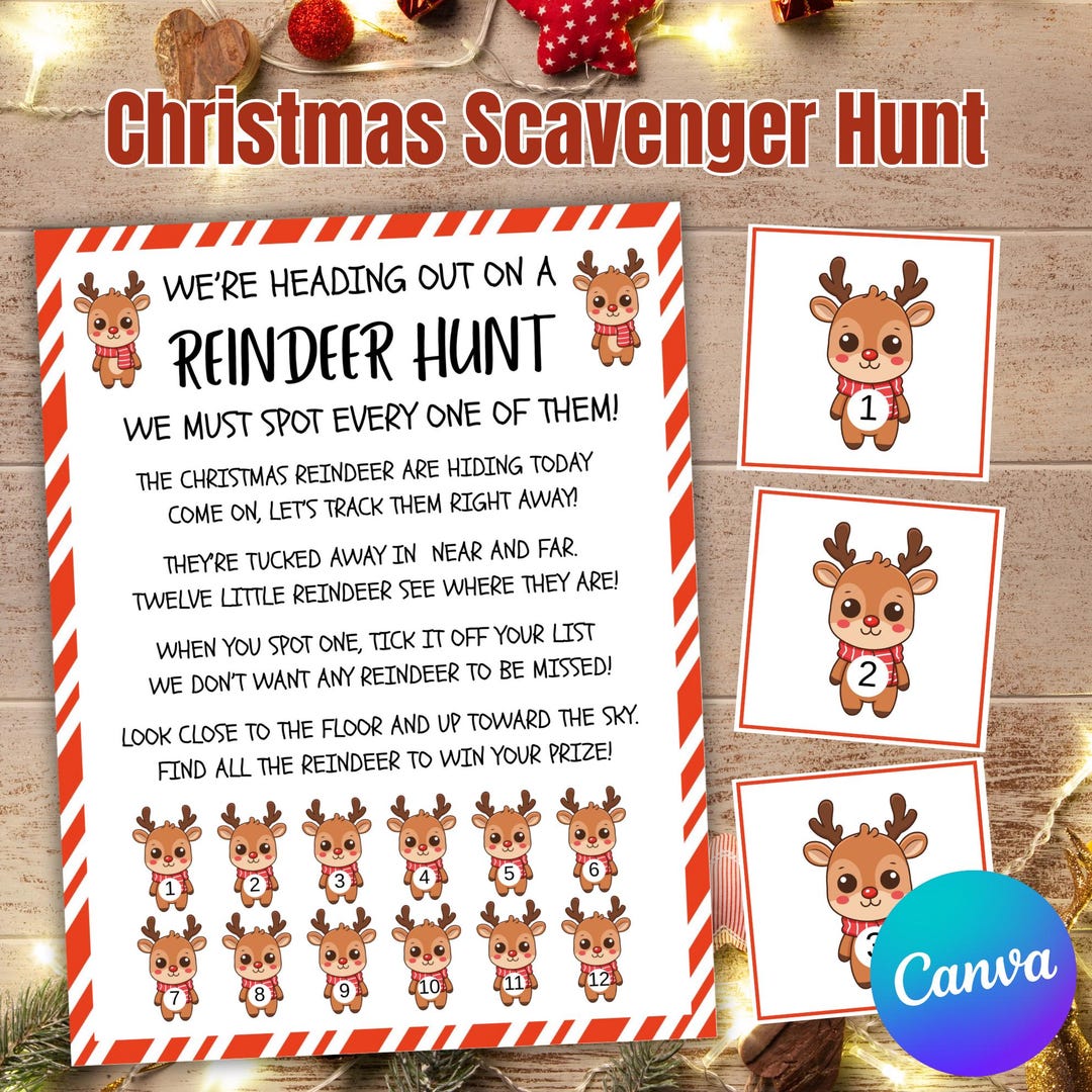 Christmas Scavenger Hunt Printable for Kids, Kids Reindeer Games ...