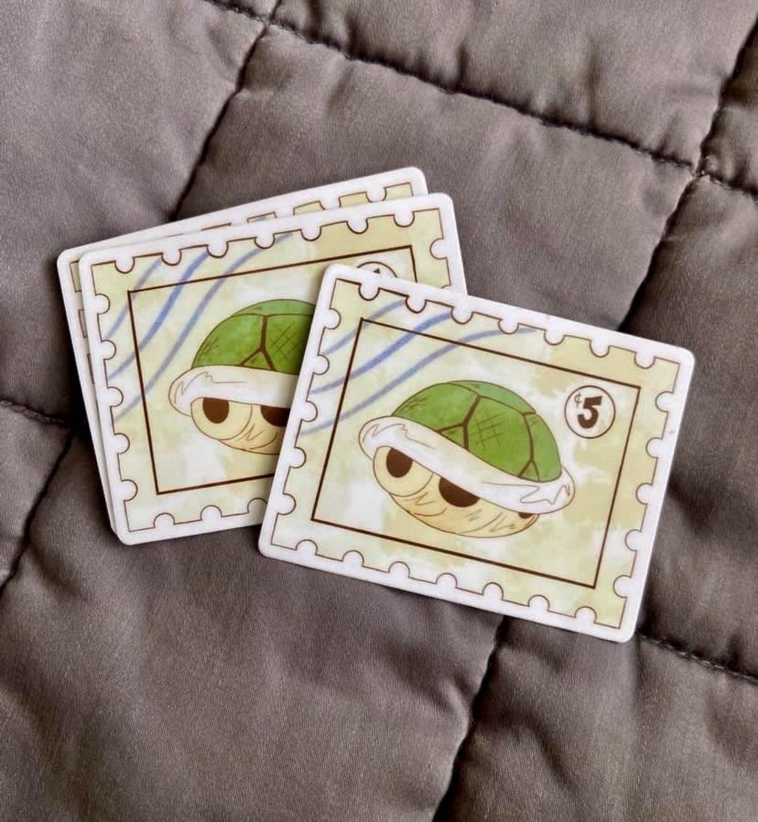 Mario Kart Green Shell Stamp Stickers Laptop Water Bottle Decal Sticker ...
