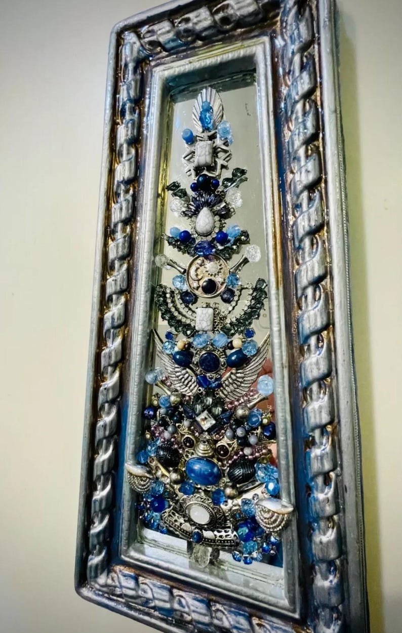Christmas Tree, One of a Kind, Framed Jewelry Art - Etsy