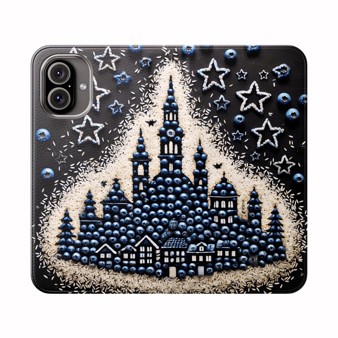 Minimalist Rice-culous Blueberry Case, Wallet Flip Case, iPhone 16 15 ...